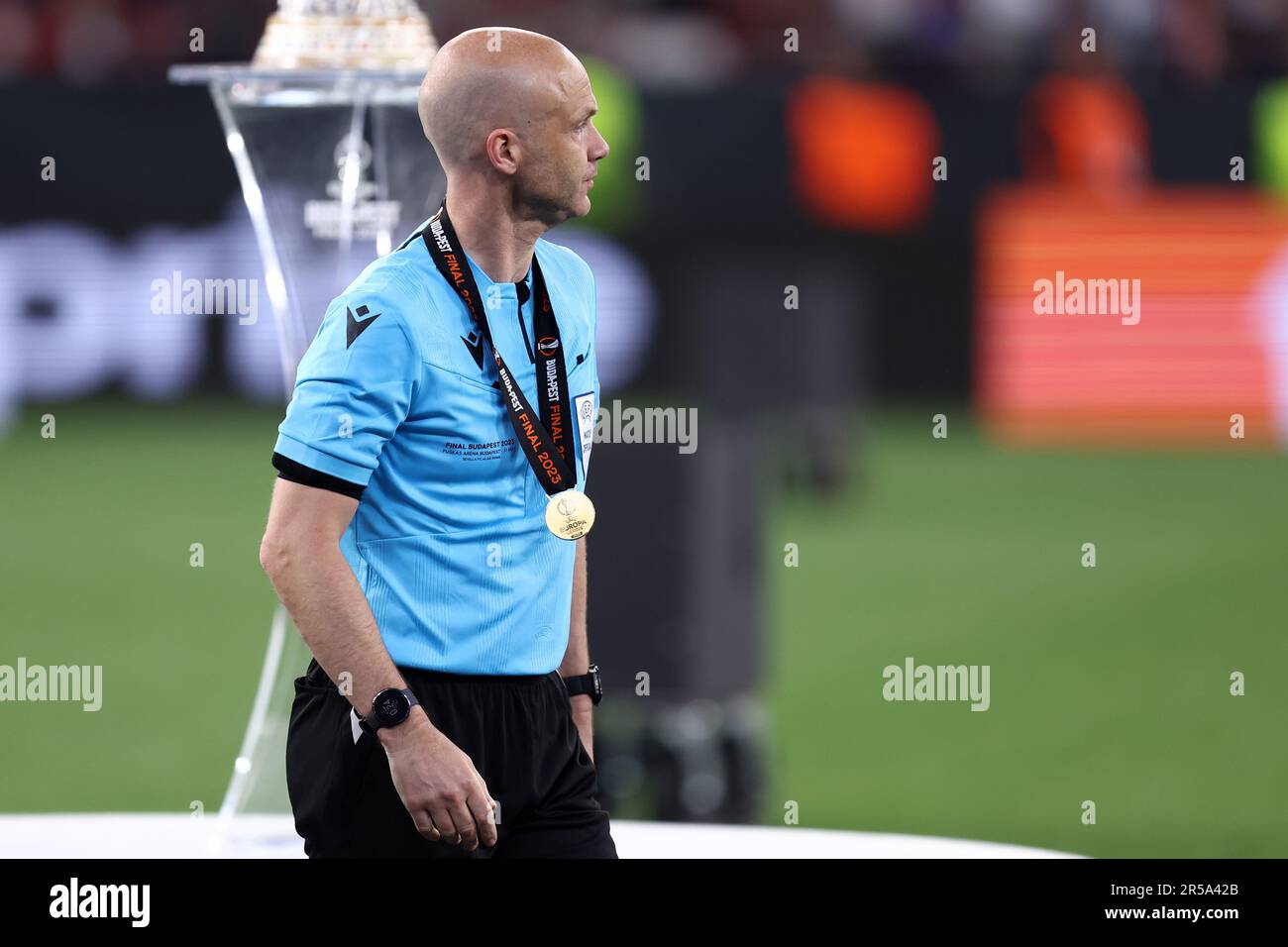 Anthony Taylor, official referee, looks on at the end of the UEFA ...