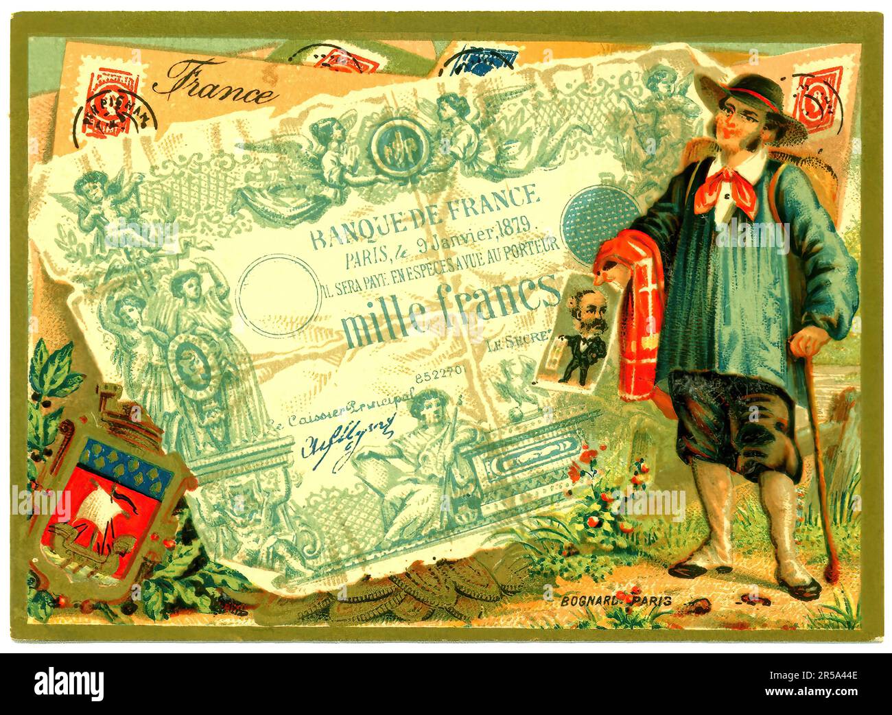 Banknotes, France 002 - Vintage French Tradecard, Belle Epoque Era ...