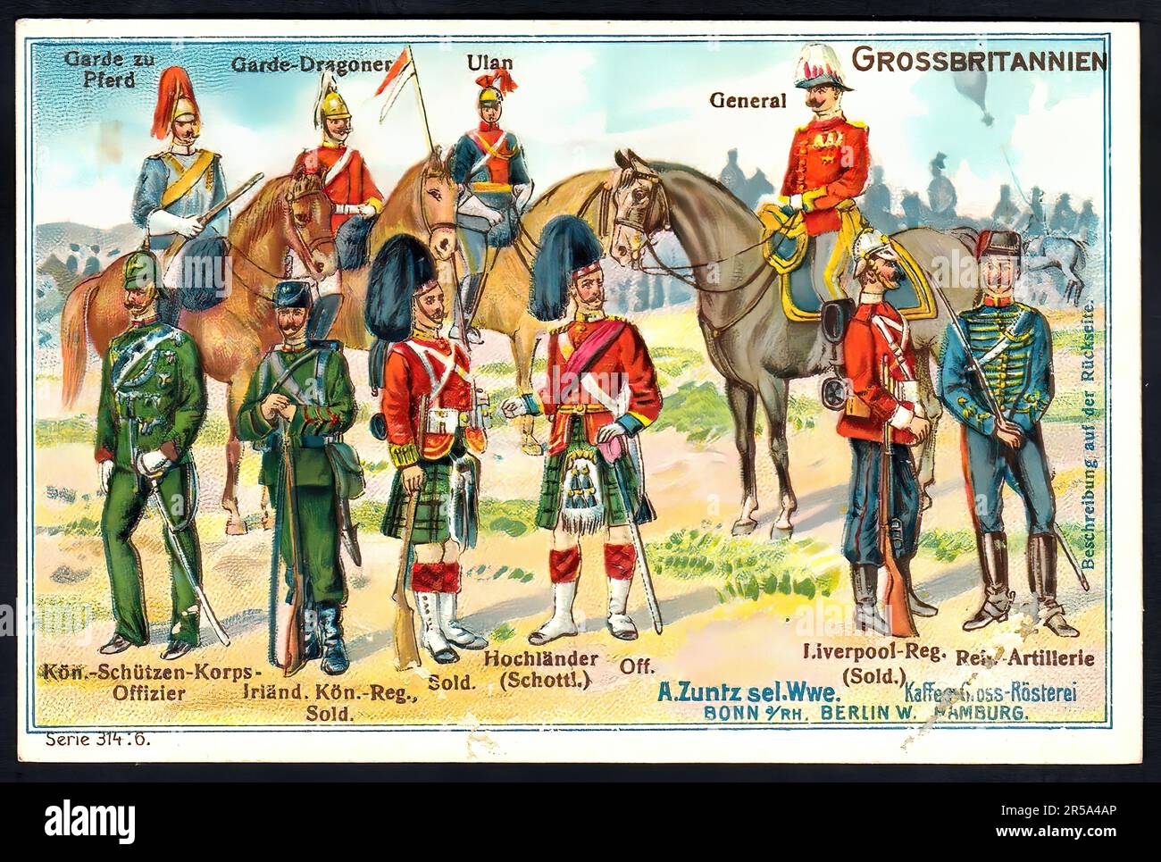 British Uniforms - Vintage German Trade Card Stock Photo - Alamy
