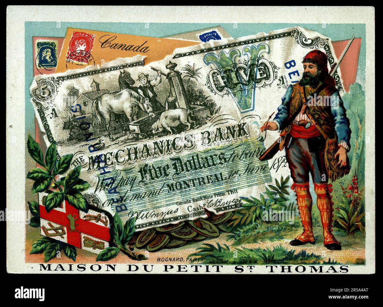 Canadian Banknote - Vintage French Tradecard, Belle Epoque Era Stock ...