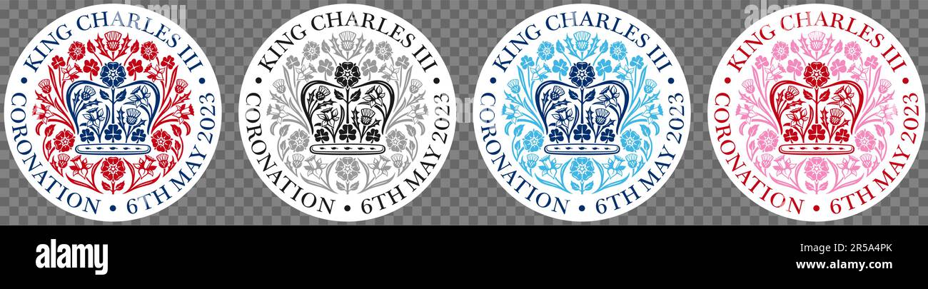 Set of emblem of the Coronation of King Charles III. Vector ...