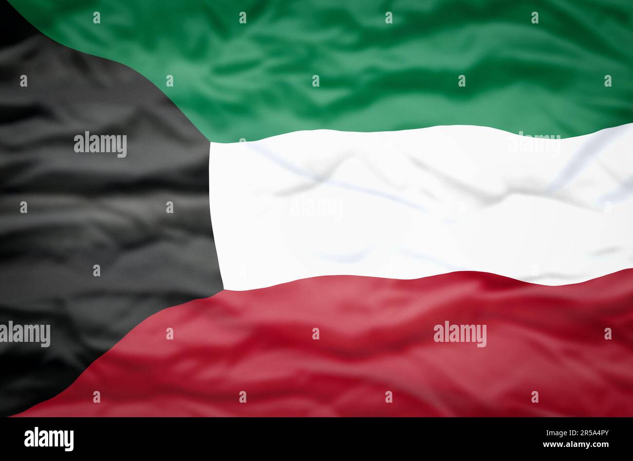 Kuwait flag on a wavy background. Wavy flag of Kuwait fills the frame ...