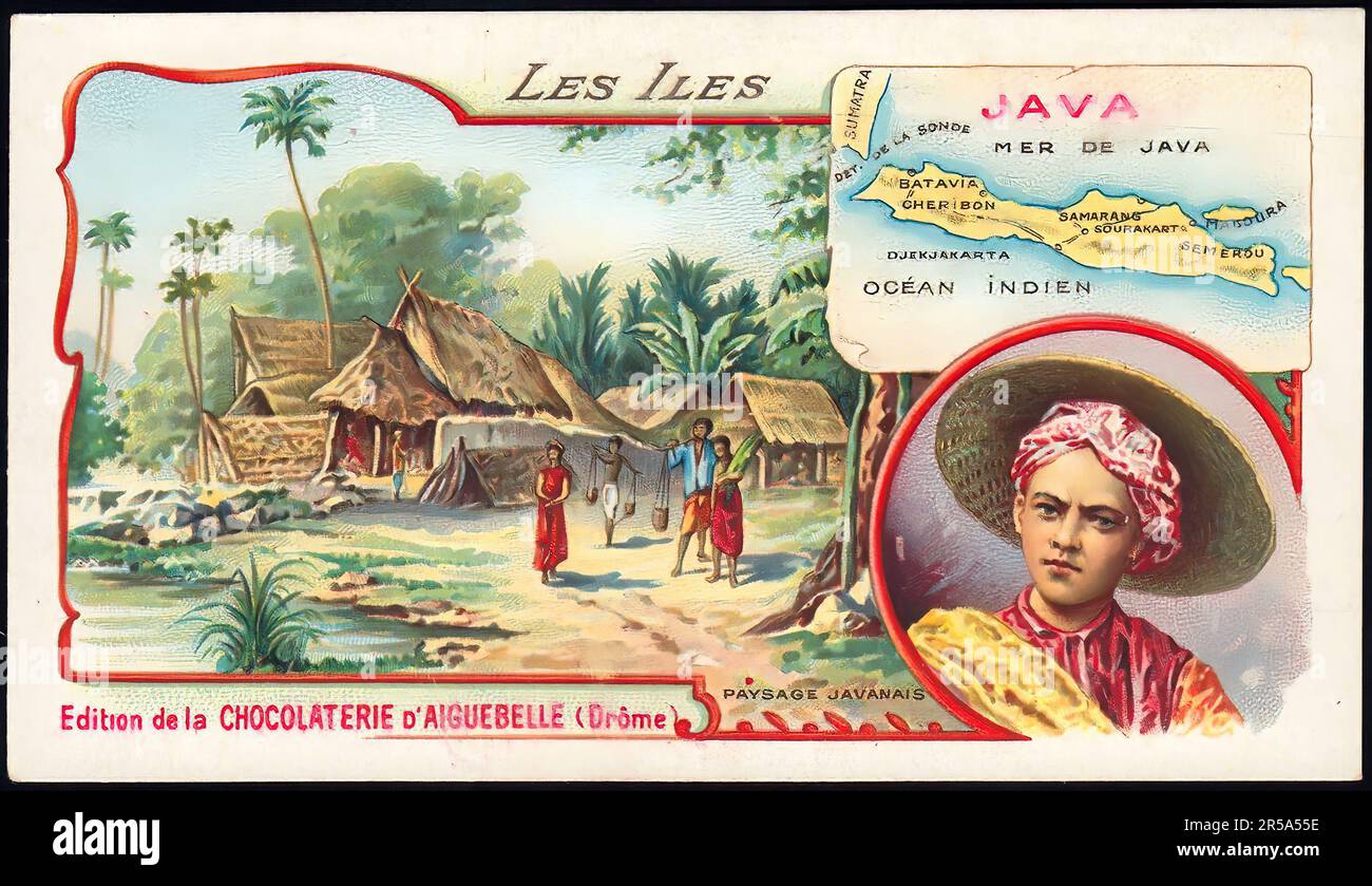 Java - Vintage French Tradecard, Belle Epoque Era Stock Photo - Alamy