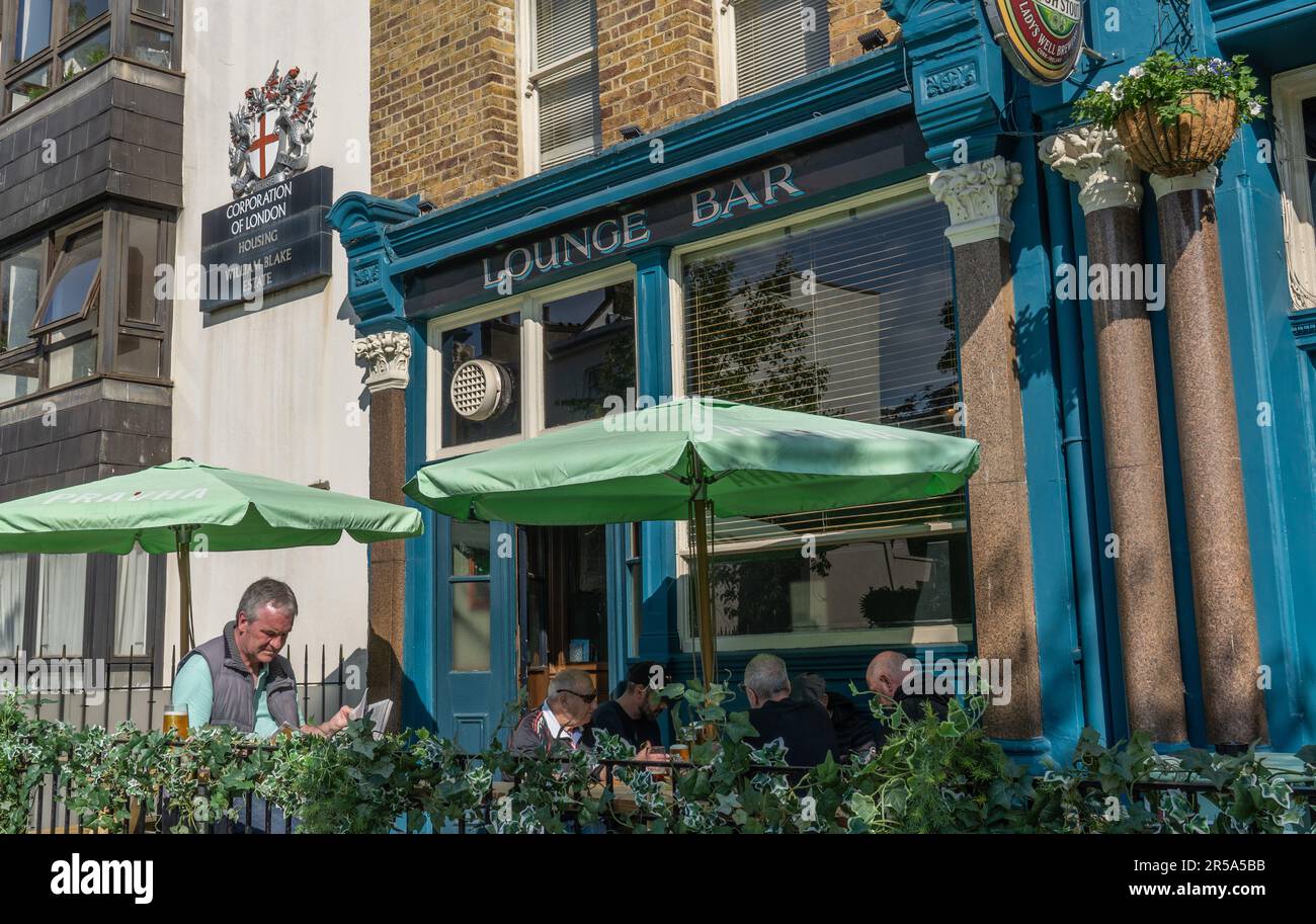 Pub next to William Blake House in a council estate in Lambeth, where ...