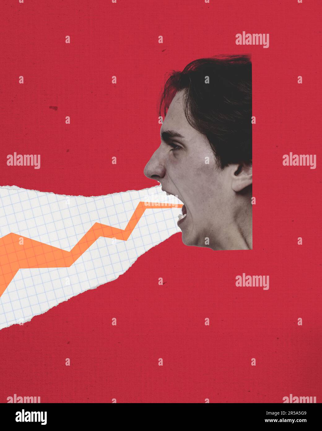 Contemporary art collage with angry man, project manager shouting ... Contemporary art collage with angry man, project manager shouting ...