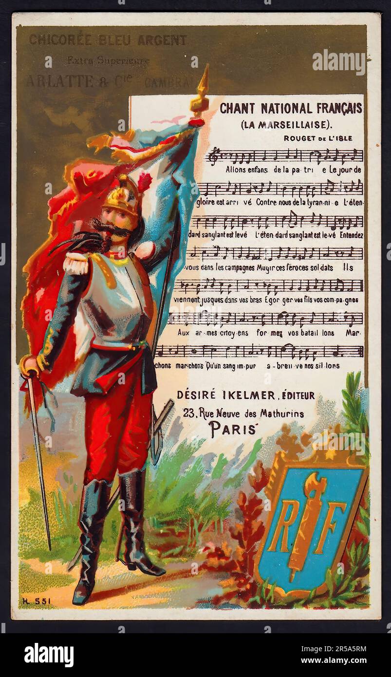 National Anthem of France - Vintage French Tradecard, Belle Epoque Era ...