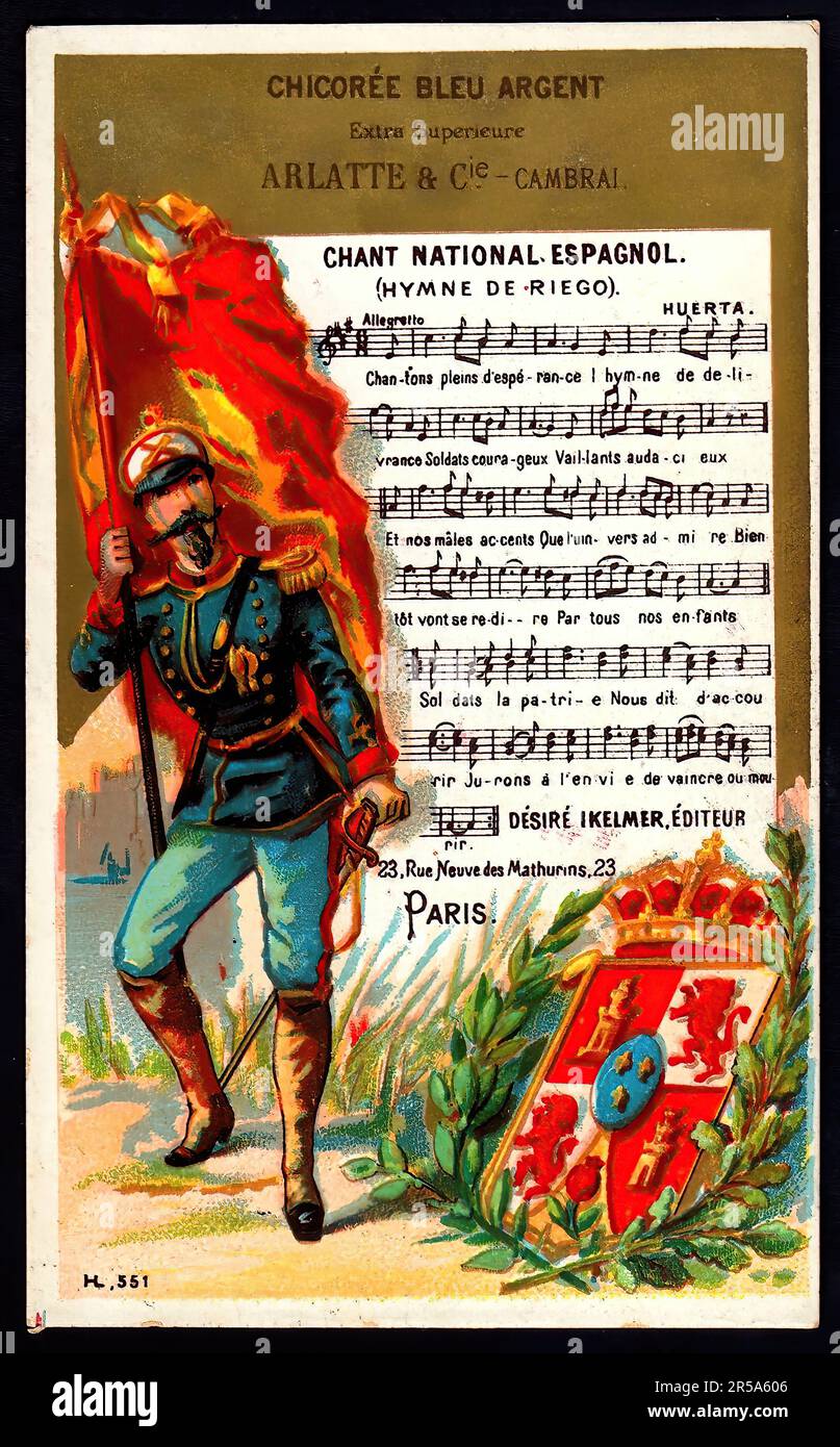 National Anthem of Spain - Vintage French Tradecard, Belle Epoque Era ...