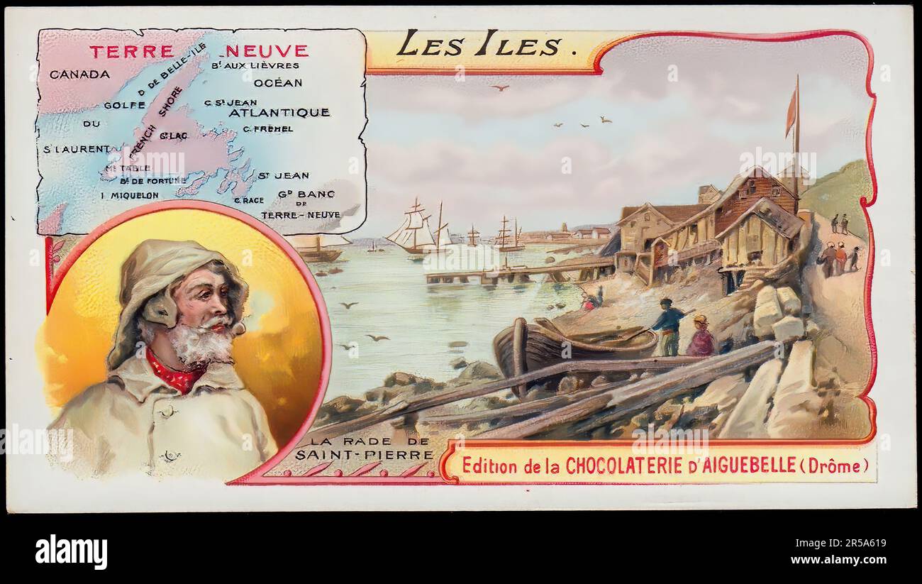 Newfoundland - Vintage French Tradecard, Belle Epoque Era Stock Photo ...