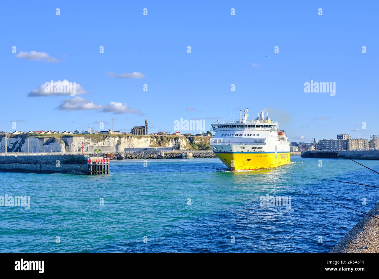 Dieppe, Normandy, France - September 21 2022: The DFDS passenger ferry departing from the ...