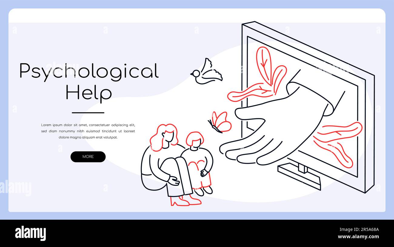 Psychological help - modern colorful line design style banner Stock ...