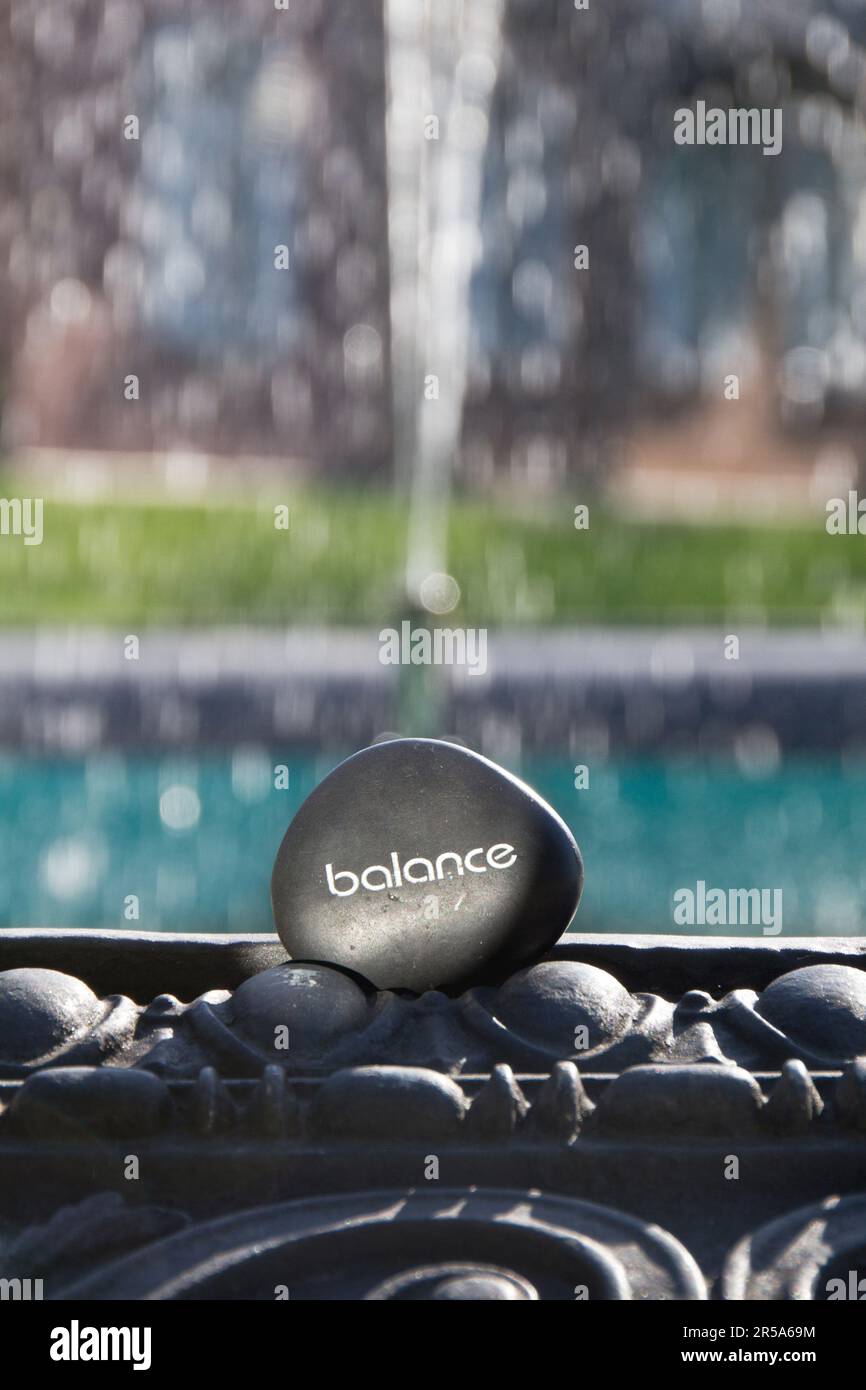 massage stone with the word BALANCE Stock Photo - Alamy