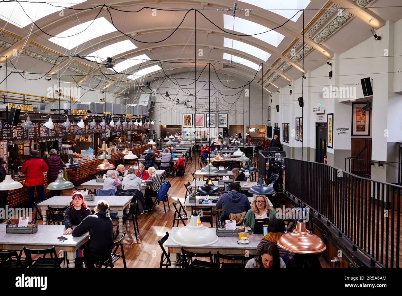 Macclesfield, Cheshire. Picturedrome food hall in former cinema on ...
