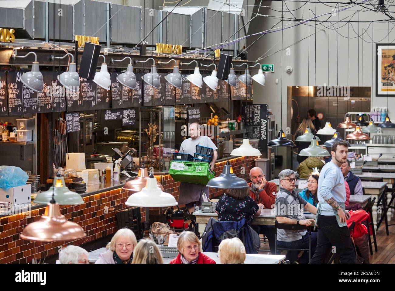 Macclesfield, Cheshire. Picturedrome food hall in former cinema on ...