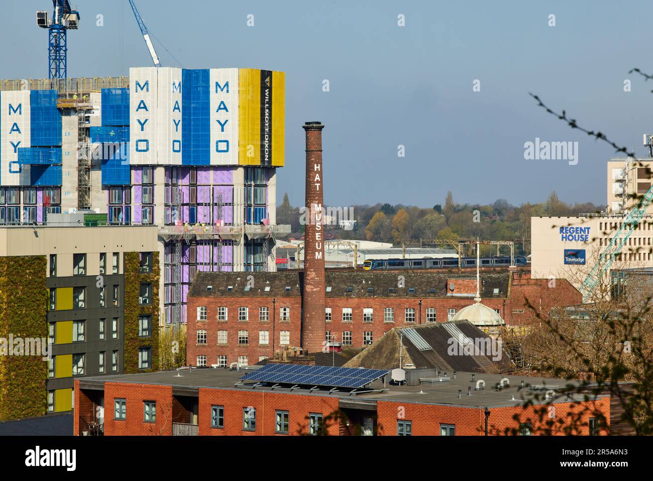 Stockport hat museum, with new build construction and the old brick ...