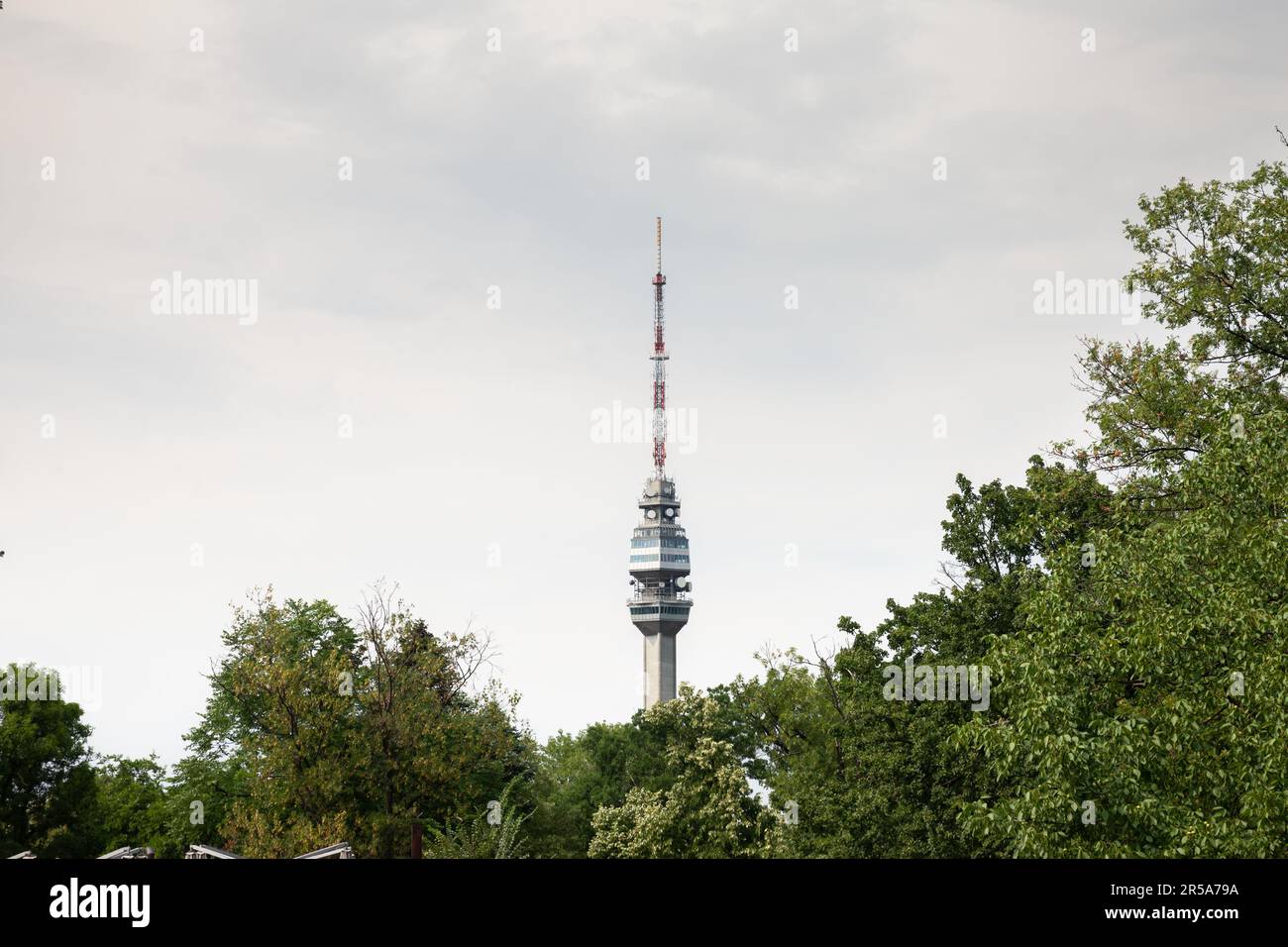 Picture of the Avala tower seen from the nearby forest. The Avala Tower ...