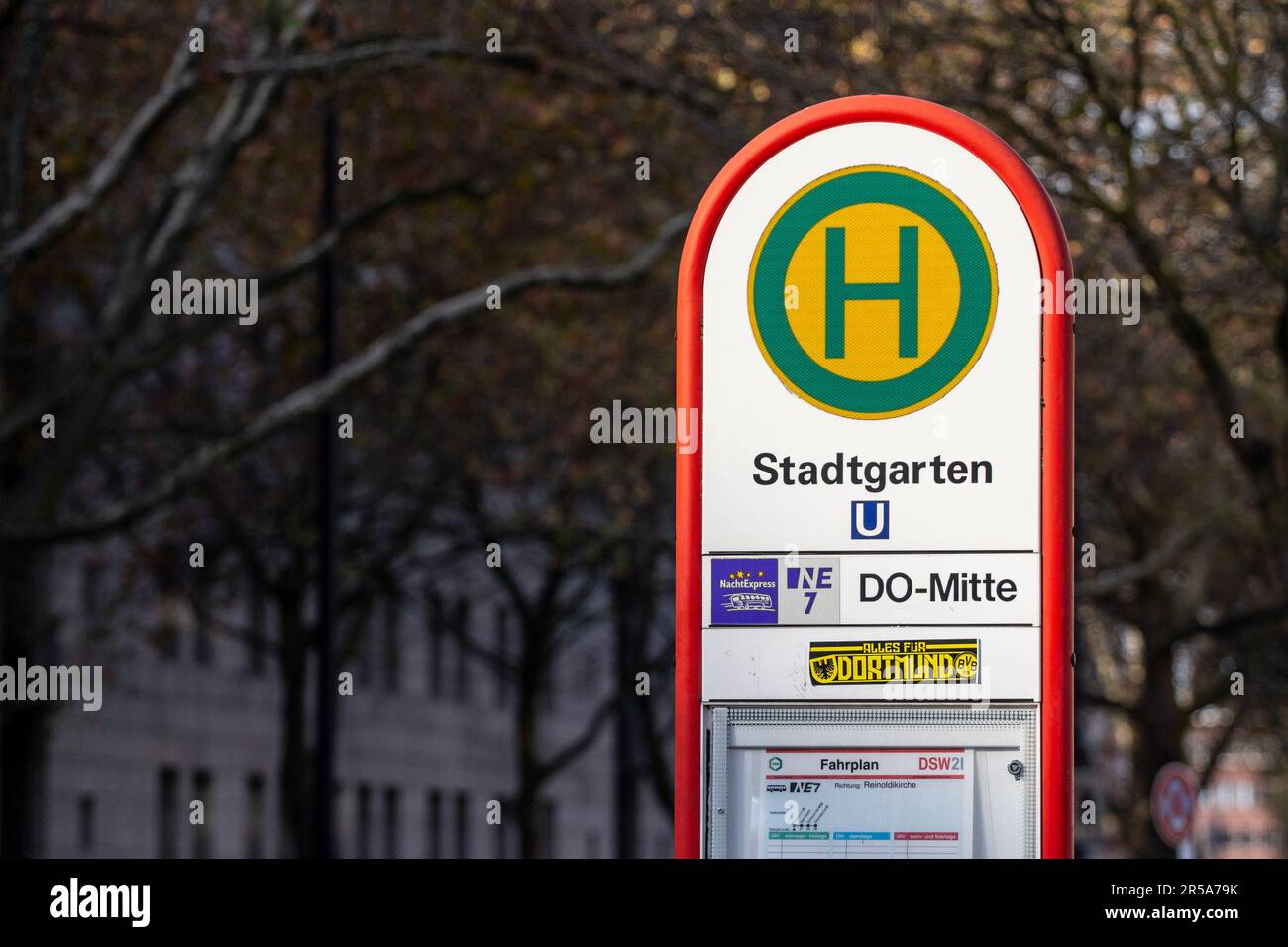 Picture of a typical german and bus stop roadsign, indicating a ...