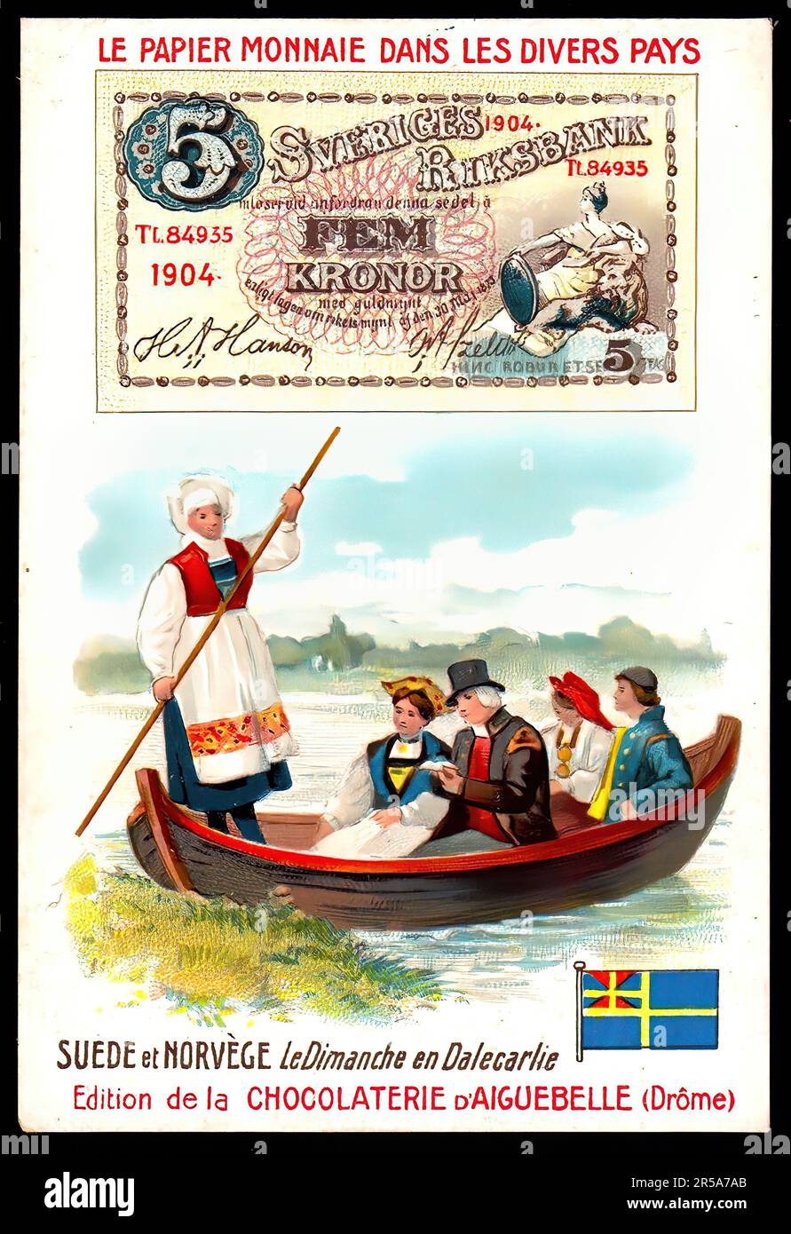 Sweden & Norway Banknote - Vintage French Tradecard, Belle Epoque Era ...
