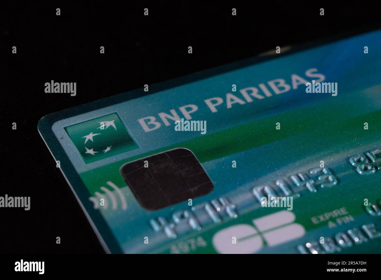 Logo of BNP Paribas on a debit payment card in Paris, France. BNP ...