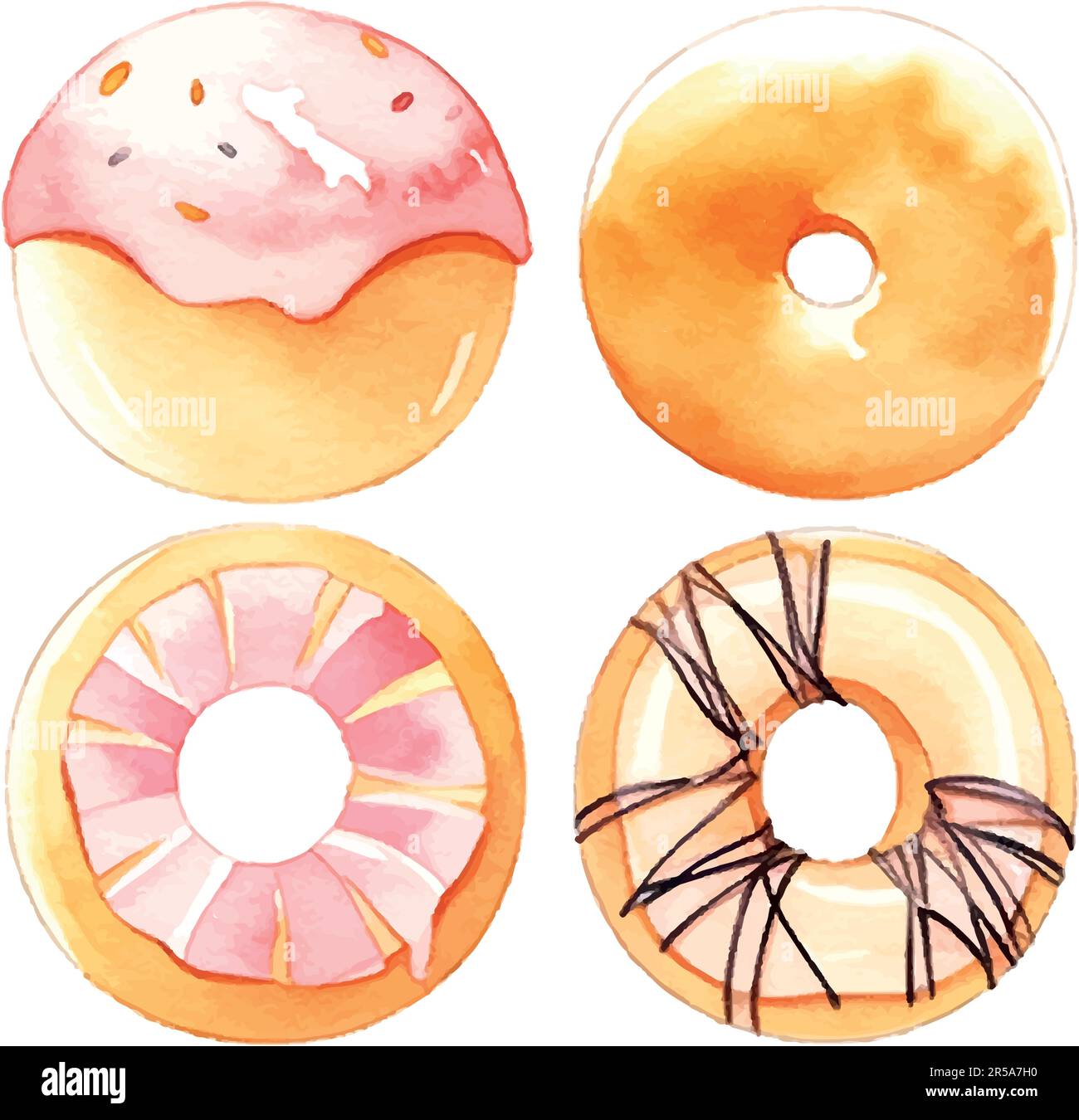 Collection of watercolor colorful donuts glazed Stock Vector Image & Art - Alamy