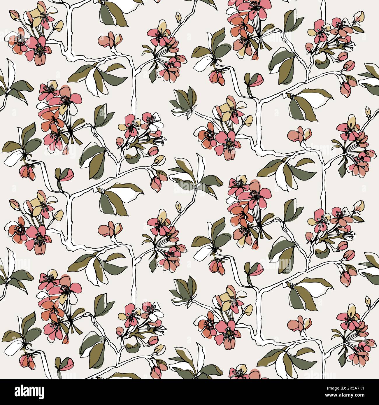 Abstract Design of Textured Flowers Ready for Textile Prints Stock ...