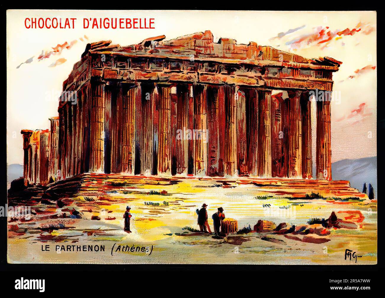 The Parthenon - Vintage French Tradecard, Belle Epoque Era Stock Photo ...