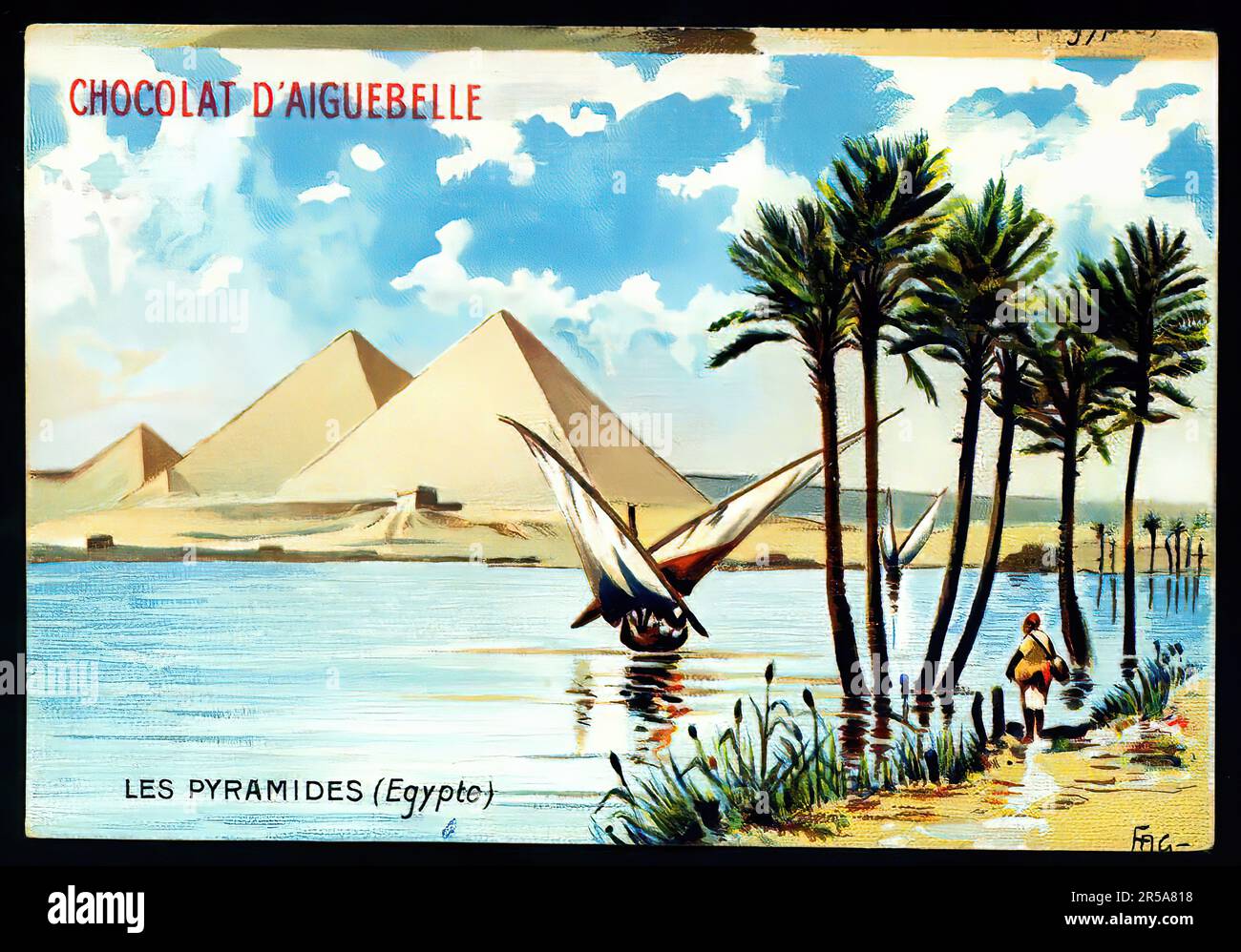 The Pyramids - Vintage French Tradecard, Belle Epoque Era Stock Photo ...