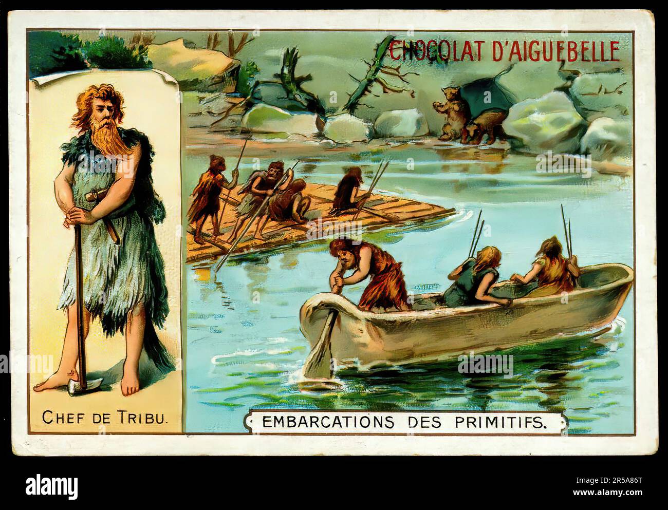 Tribal Chief's Boat - Vintage Aiguebelle Ships, Belle Epoque Era Stock ...