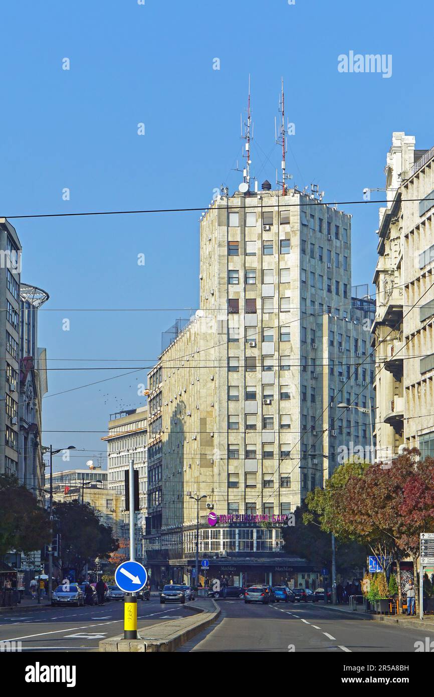 Belgrade, Serbia - November 8, 2020: Palace Albania skyscraper office ...