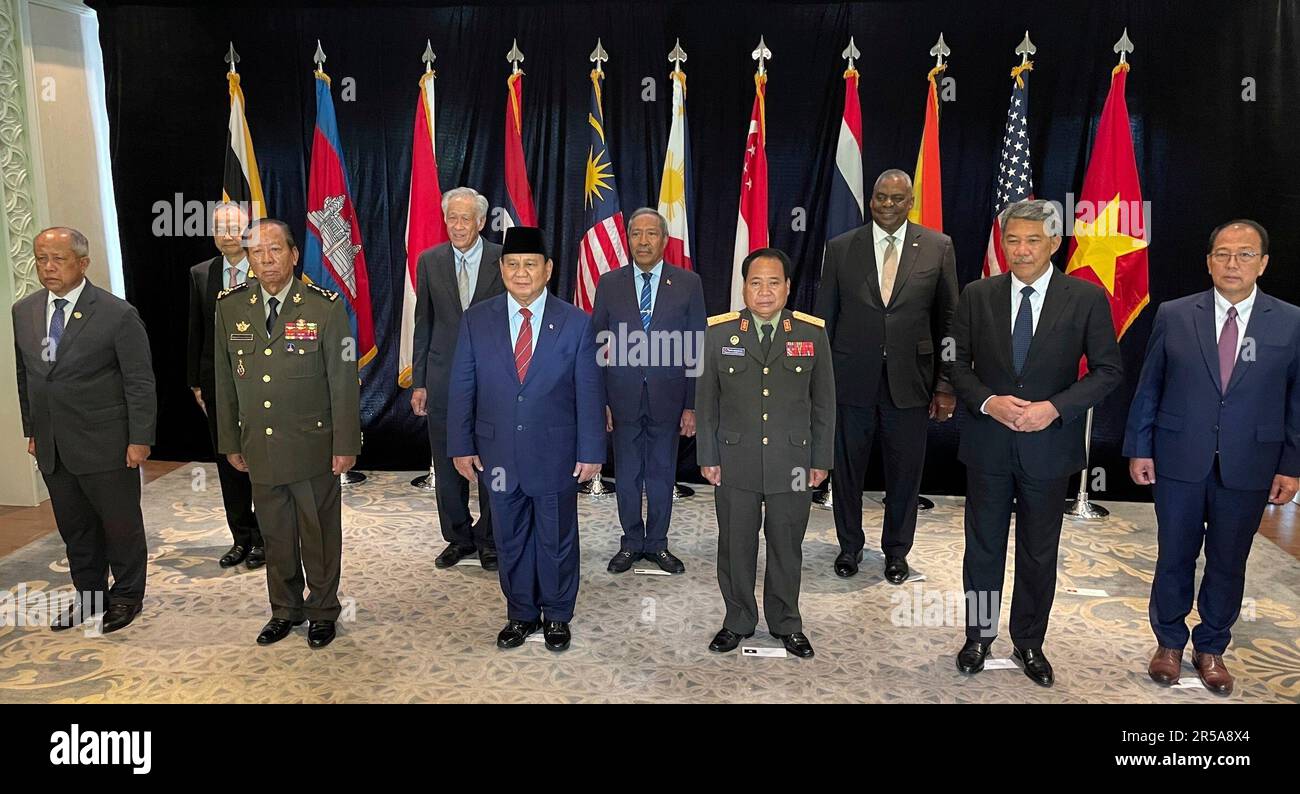In this photo released by MINDEF on Friday, June 2, 2023, from left to ...