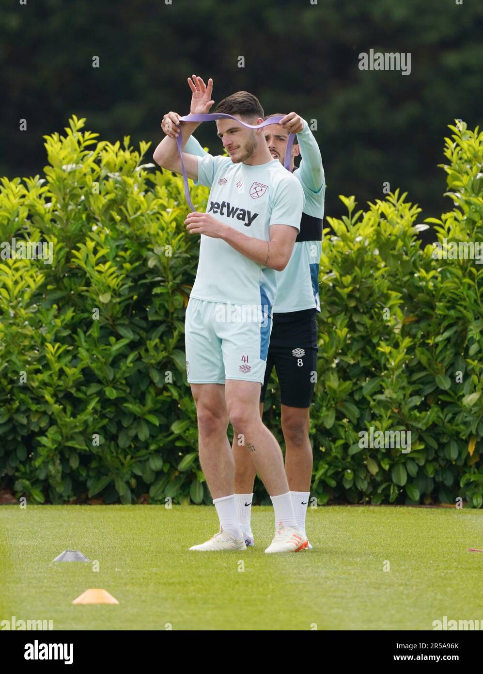 West Ham United's Declan Rice during the training session at the Rush ...