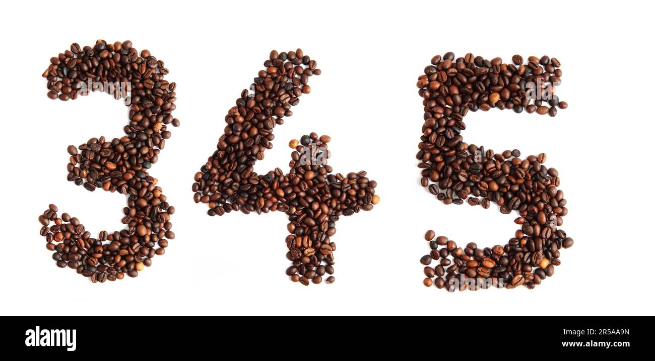 numbers from coffee beans isolated on the white background Stock Photo ...