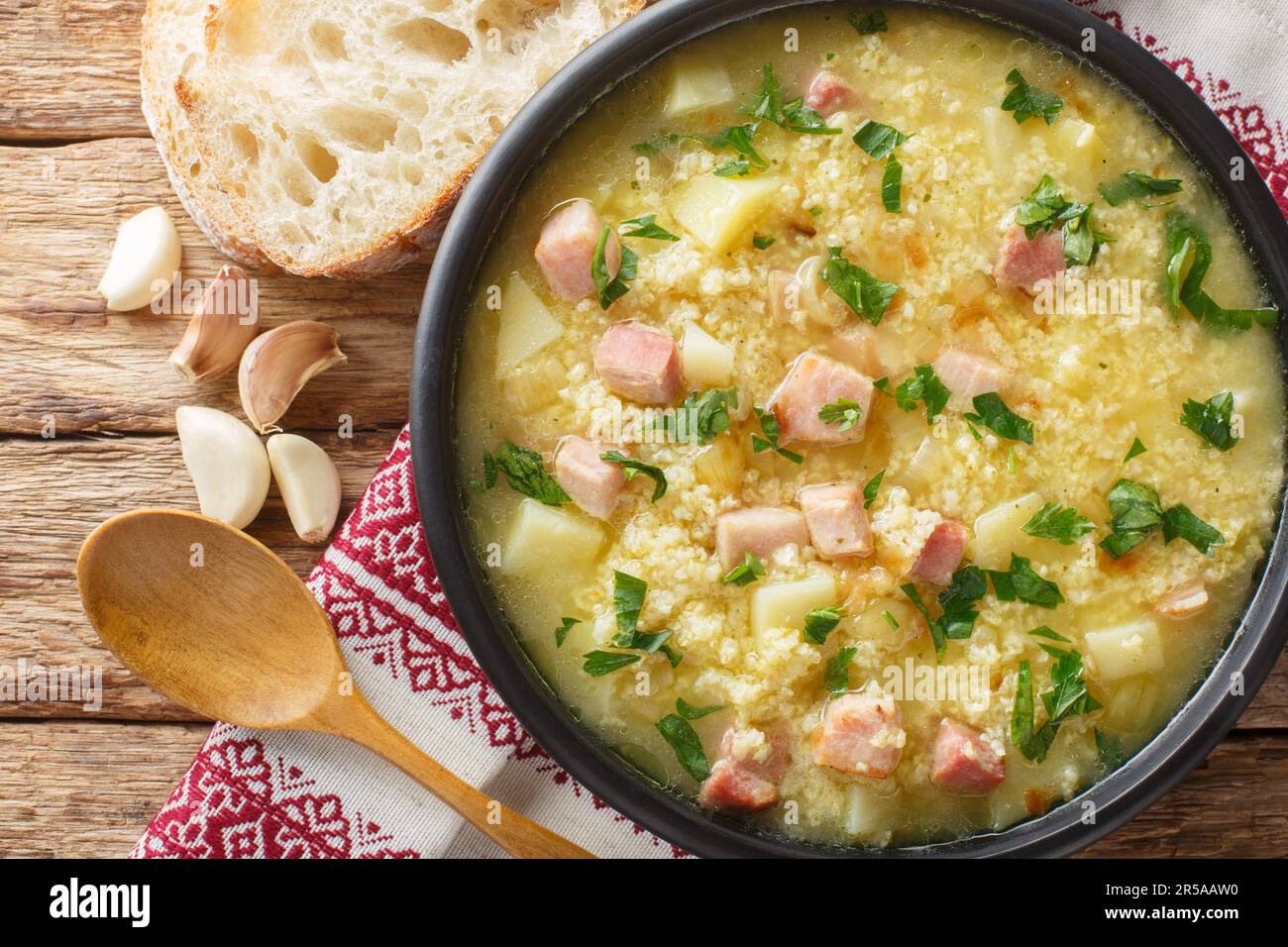 Cossack Ukrainian rich soup kulish made of millet, potatoes, onions ...