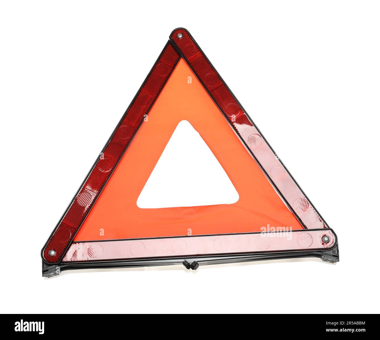 Emergency warning triangle isolated on white, top view. Car safety ...