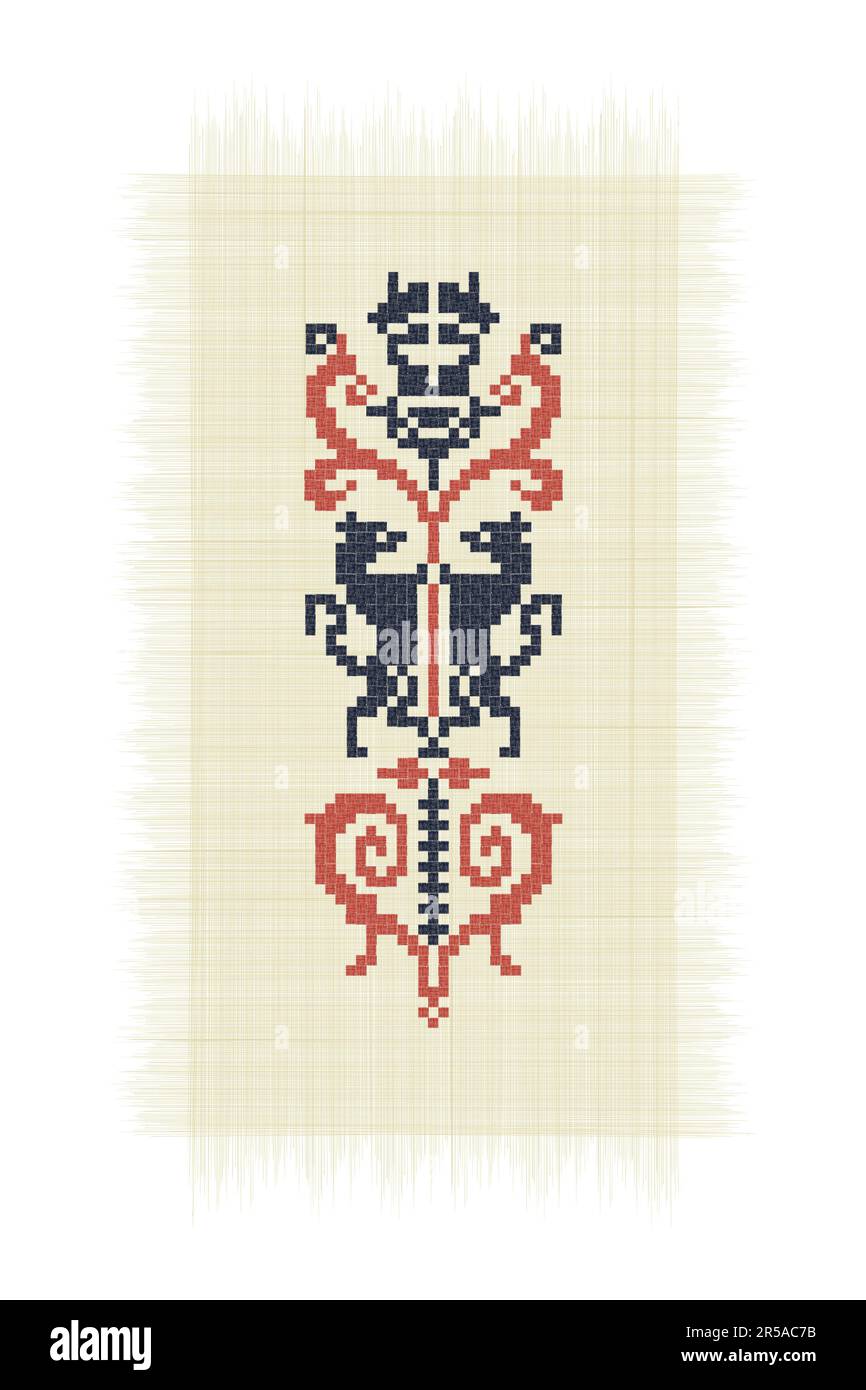 The Tree with Lions, Palestinian embroidery Tatreez symbol drawing over ...