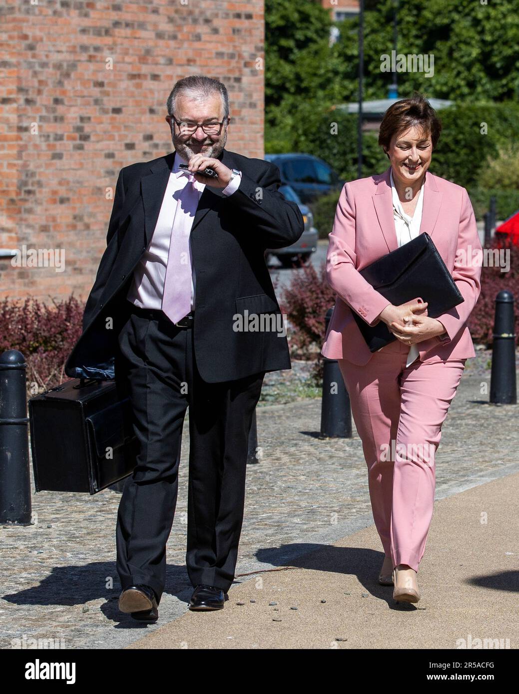 Former BBC newsreader Donna Traynor, accompanied by her husband Ronan ...