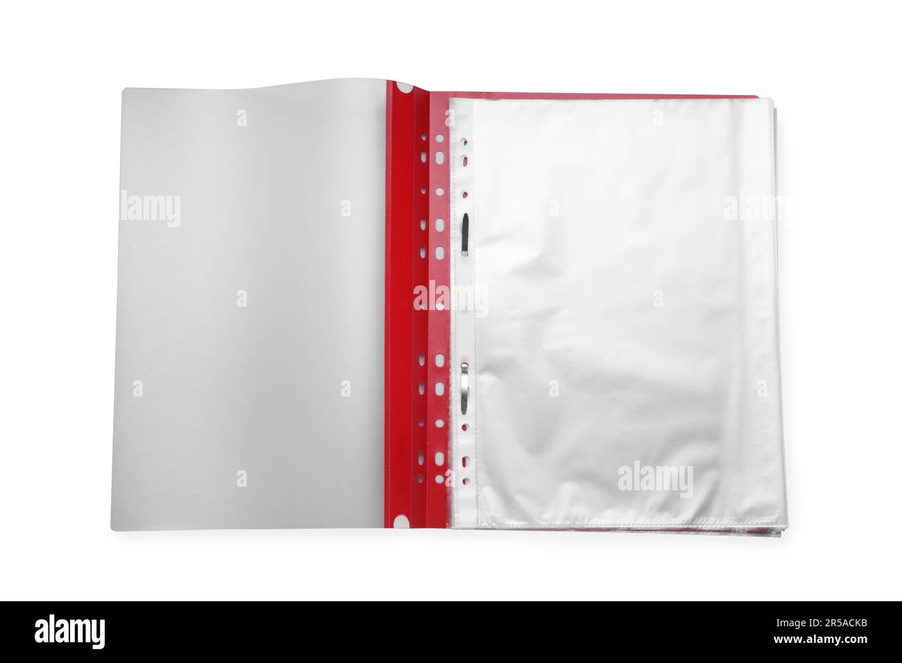 File folder with punched pockets isolated on white, top view Stock ...