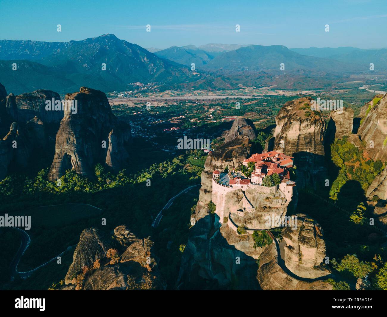 meteora monastery aerial view Thessaly mountains Greece Stock Photo - Alamy