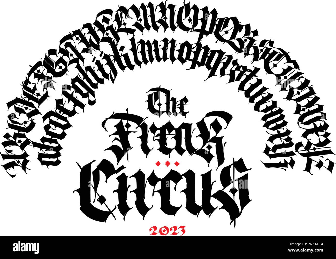 Gothic font from Latin letters. Vector. English alphabet. Medieval ...