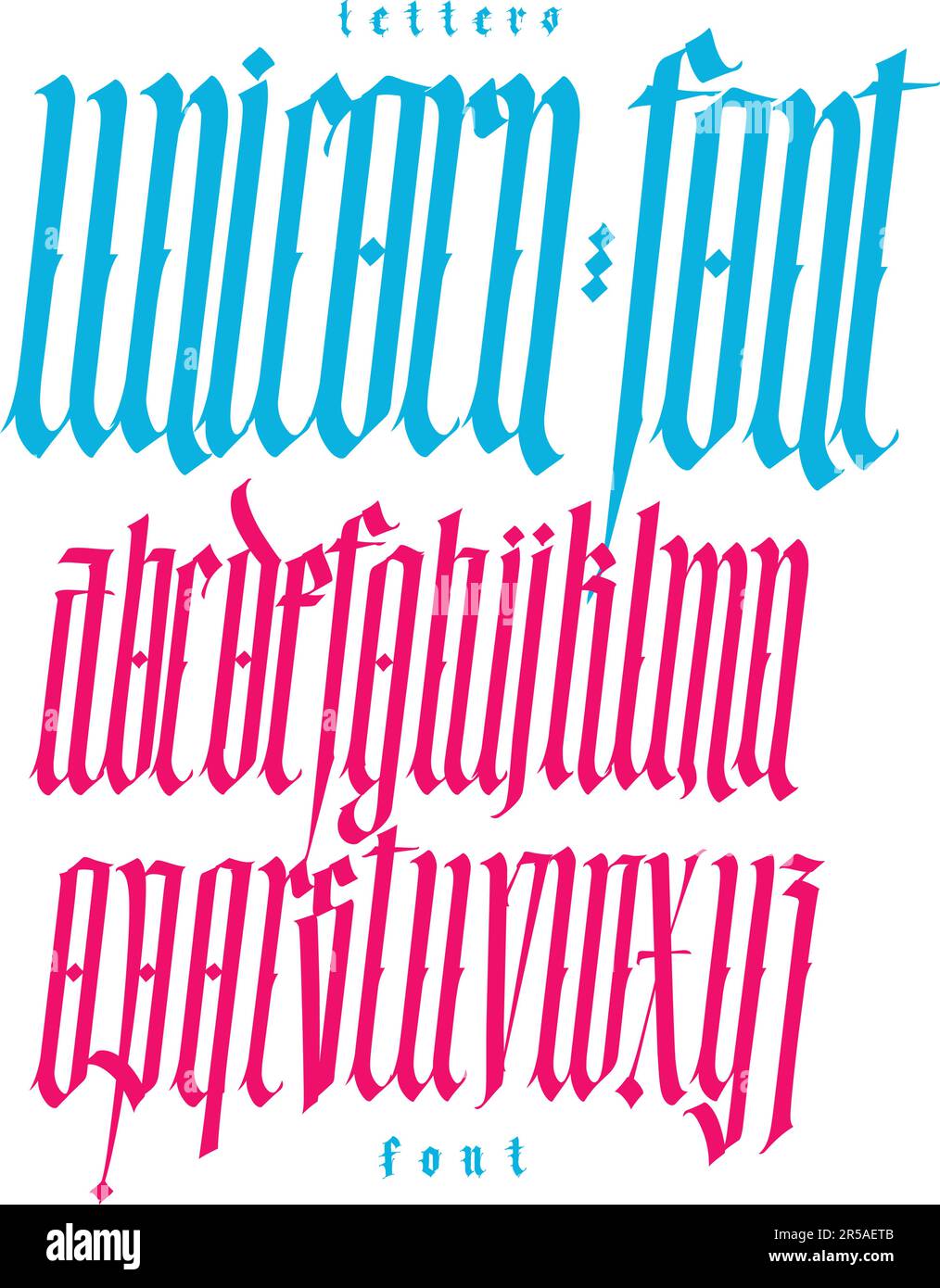 Gothic font from Latin letters. Vector. English alphabet. Medieval ...