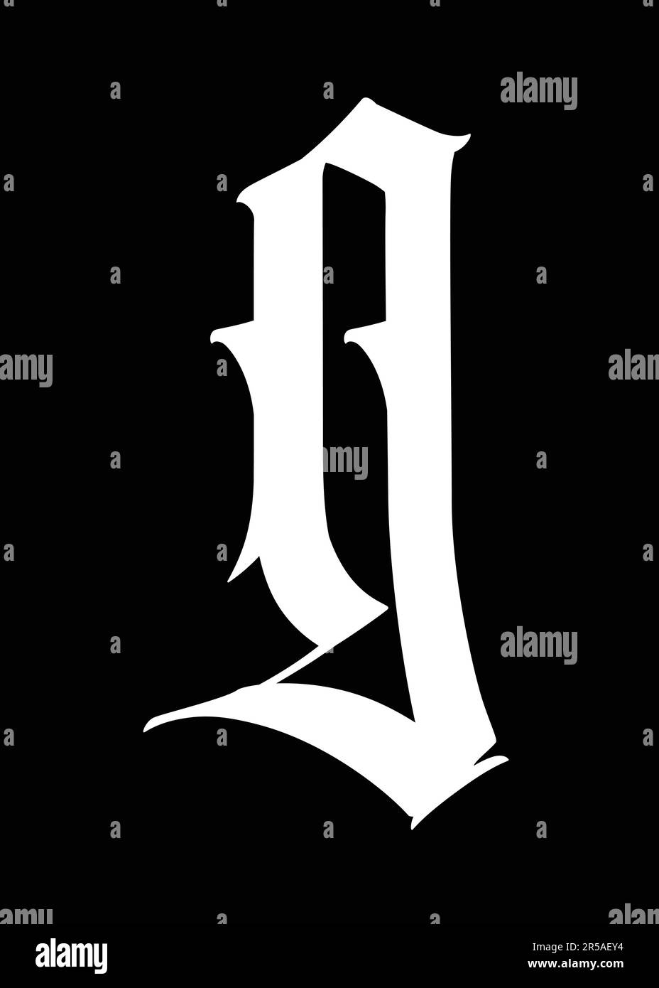 Letter g, in the Gothic style. Vector. Alphabet. The symbol is isolated ...
