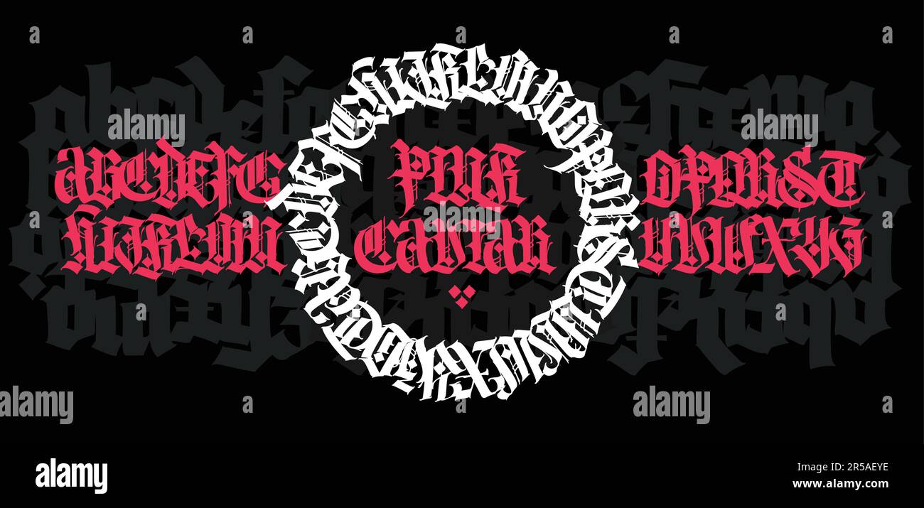 Gothic. Vector. Uppercase letters on a dark background. Beautiful and ...