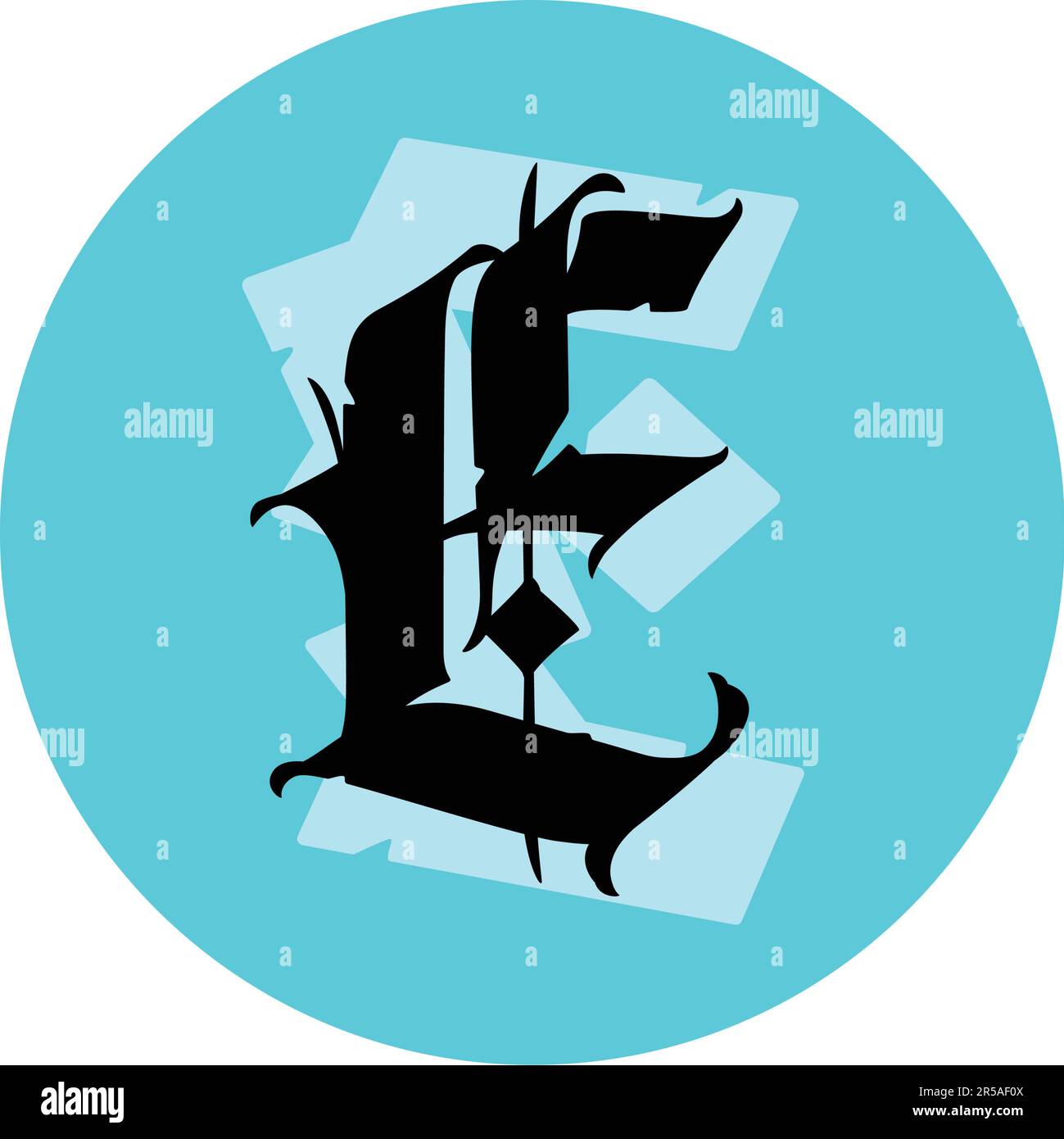 Letter E, in the Gothic style. Vector. Alphabet. The symbol is isolated ...