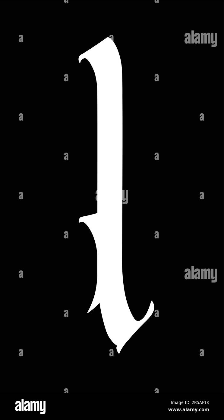 Letter l, in the Gothic style. Vector. Alphabet. The symbol is isolated ...