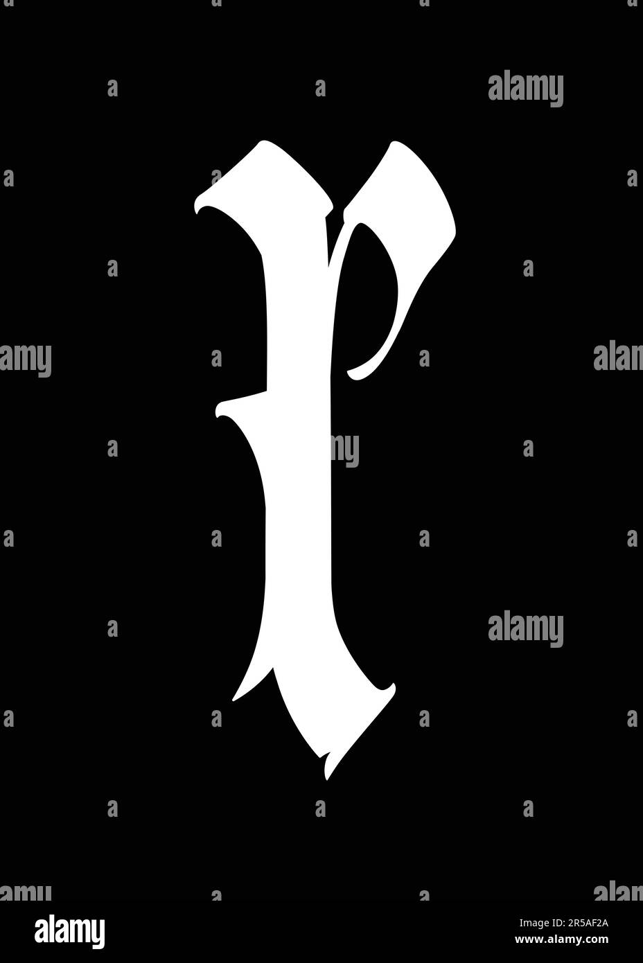 Letter r, in the Gothic style. Vector. Alphabet. The symbol is isolated ...