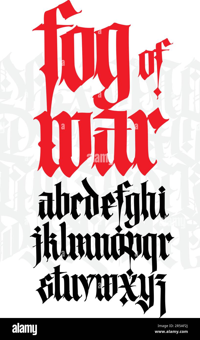 Gothic font from Latin letters. Vector. English alphabet. Medieval ...