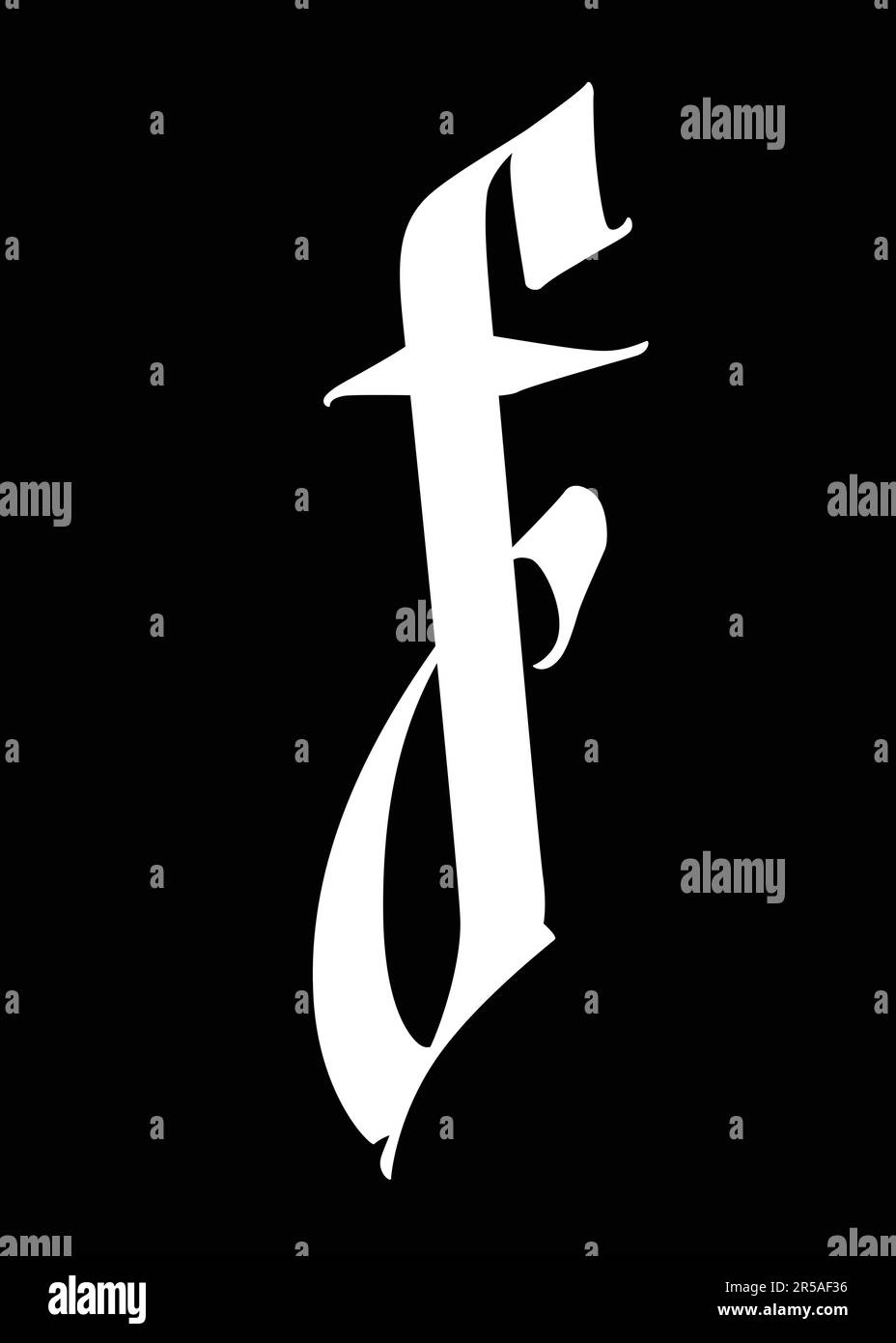 Letter F, in the Gothic style. Vector. Alphabet. The symbol is isolated ...