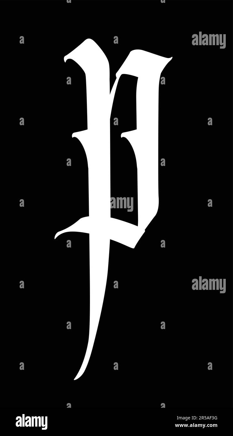 Letter p, in the Gothic style. Vector. Alphabet. The symbol is isolated ...