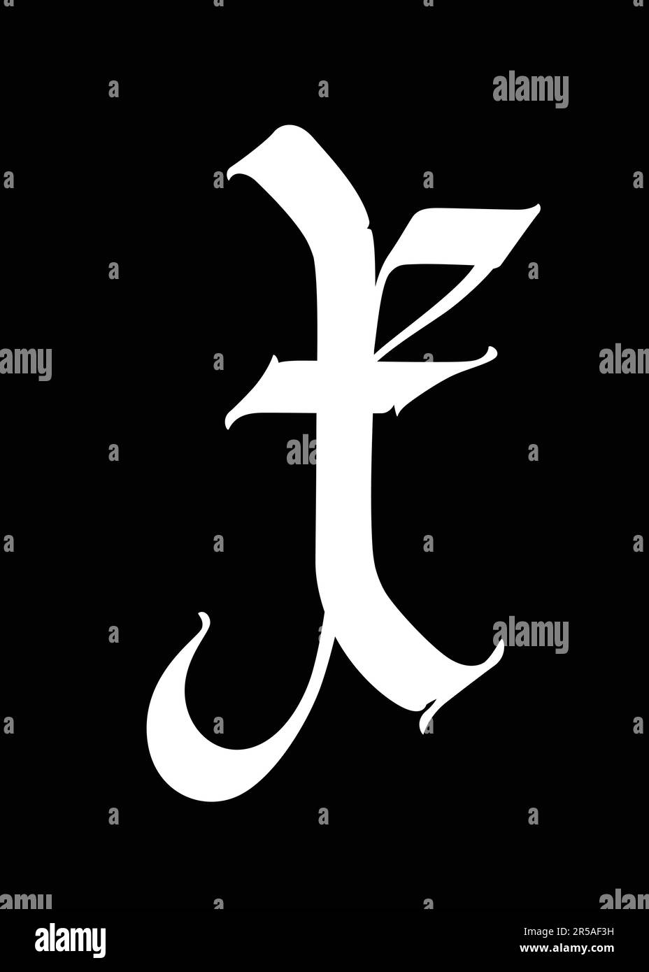 Letter x, in the Gothic style. Vector. Alphabet. The symbol is isolated ...