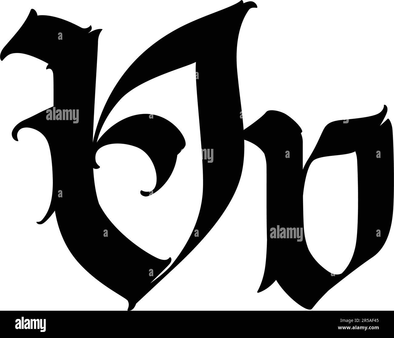 Letter V, in the Gothic style. Vector. Alphabet. The symbol is isolated ...
