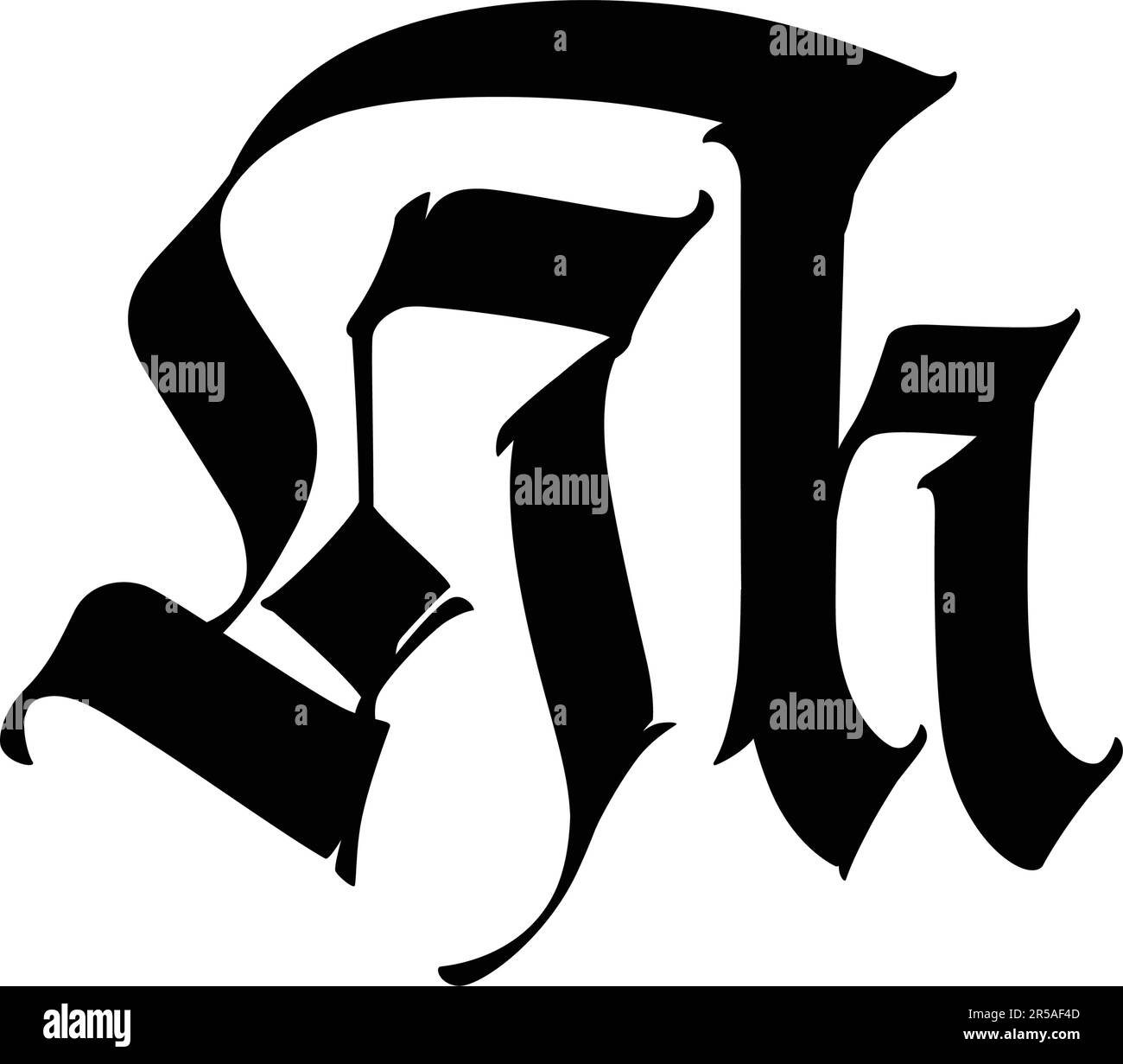 Letter Hh, in the Gothic style. Vector. Alphabet. The symbol is ...